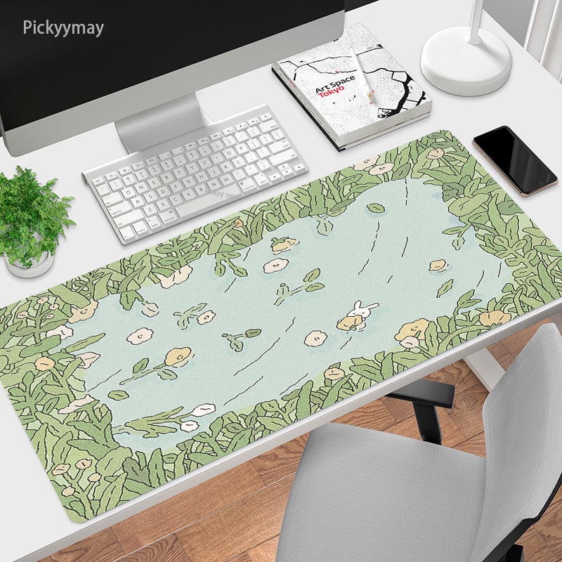 Green Plant Mouse Pad Kawaii Table Carpet Rubber Cute PC Gamer Computer ...