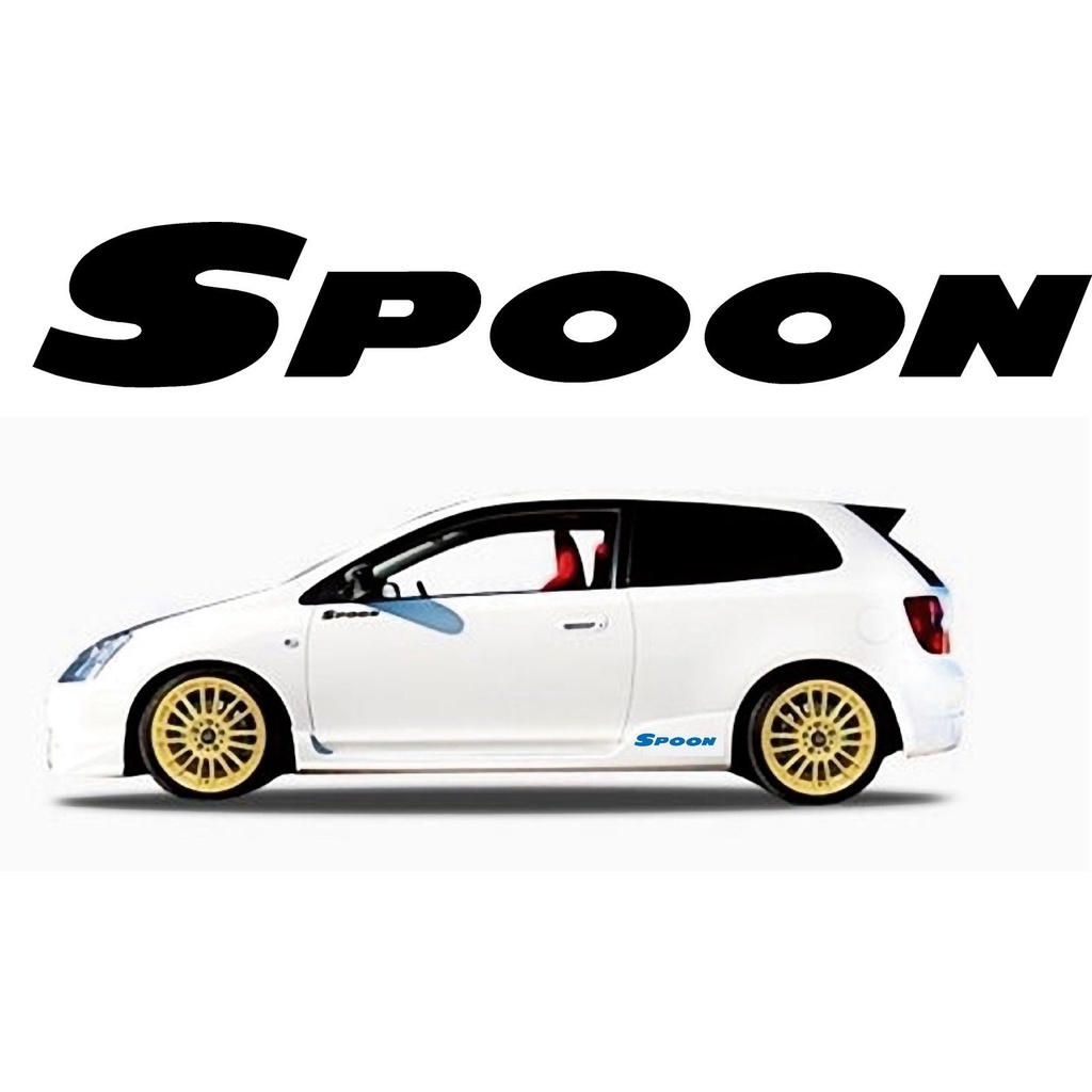 2Pcs/Pair 2 x SPOON - VINYL CAR DECAL STICKER ADHESIVE For HONDA CIVIC ...
