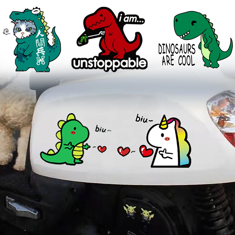 Reflective Dinosaur Car Stickers Cute Japanese Decal Motorcycle ...