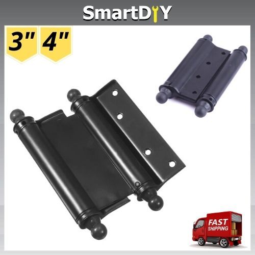 3" / 4" Black Cowboy Double Action Spring Swing Door Hinges Self ...