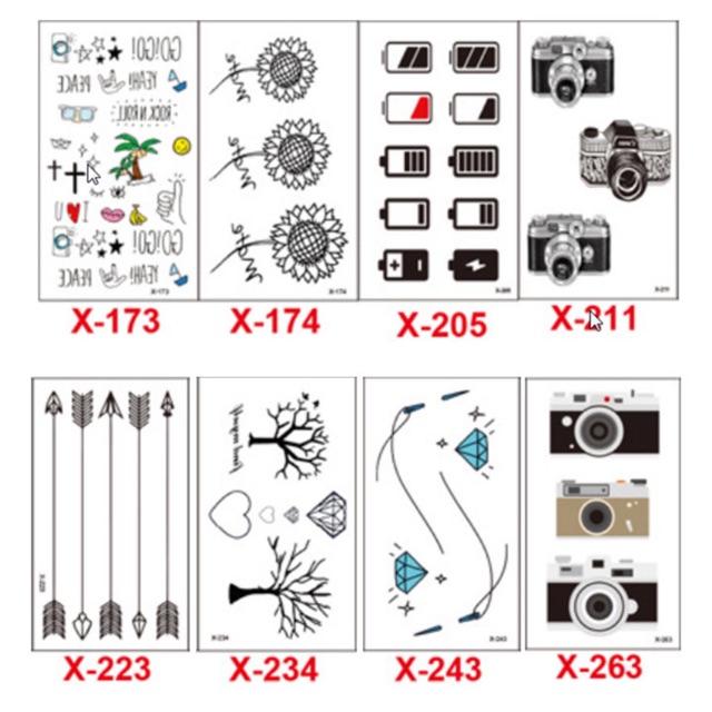 Tattoo Stickers TATOO- MINI Fake Tattoo SET (Sample Selected) | Shopee ...