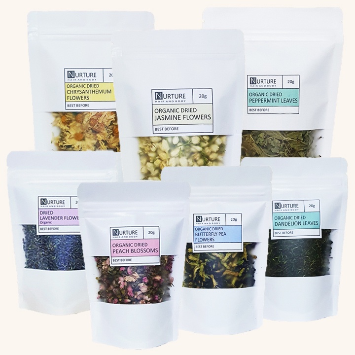 Organic Dried Flower Tea - Lavender Peppermint Butterfly Pea Hibiscus ...