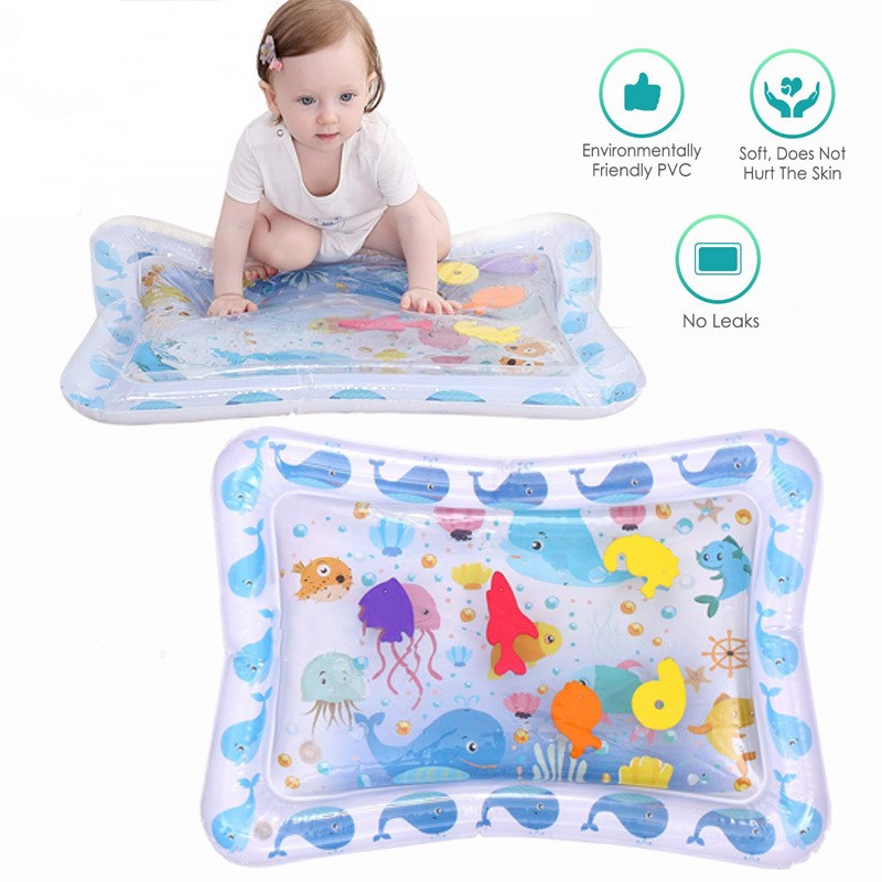 Baby Kids PVC Soft Inflated Water Mat/Tummy Time Inflatable Play Toys ...