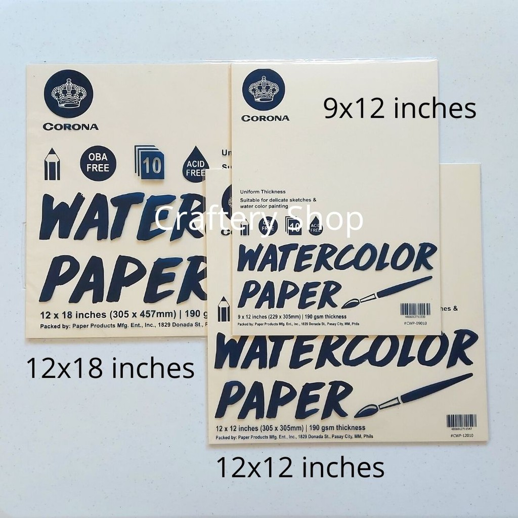 Watercolor Paper 10pcs 190gsm 9x12"/12x12"/12x18" | Shopee Philippines
