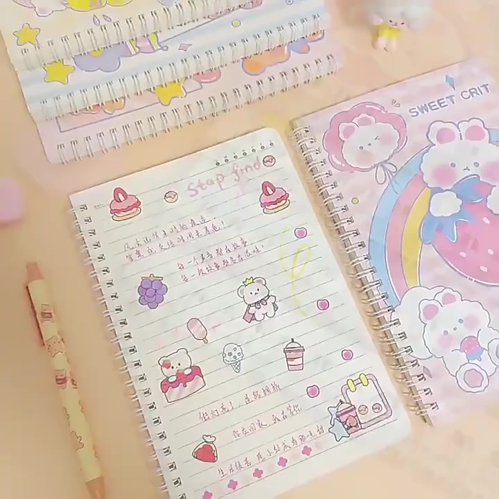 A5 Cartoon Coil Notebook Spiral Landscape aesthetic notepad Student ...