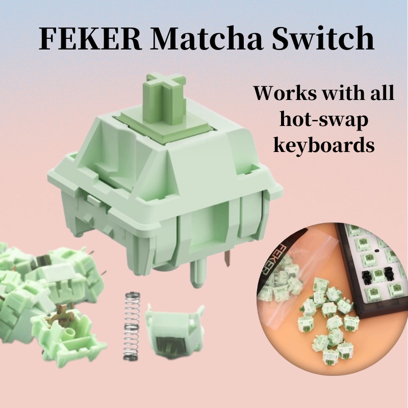 FEKER Matcha Switches, Pre Lubed 5 pin Linear Switches with POM Stem ...