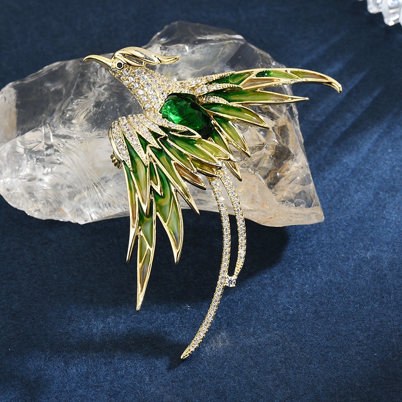 New Enamel Phoenix Brooch Retro Creative Clothing Pins Rhinestone ...