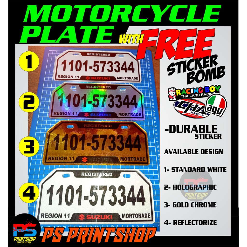 MOTORCYCLE PLATE NUMBER (3mm acrylic - makapal) | Shopee Philippines