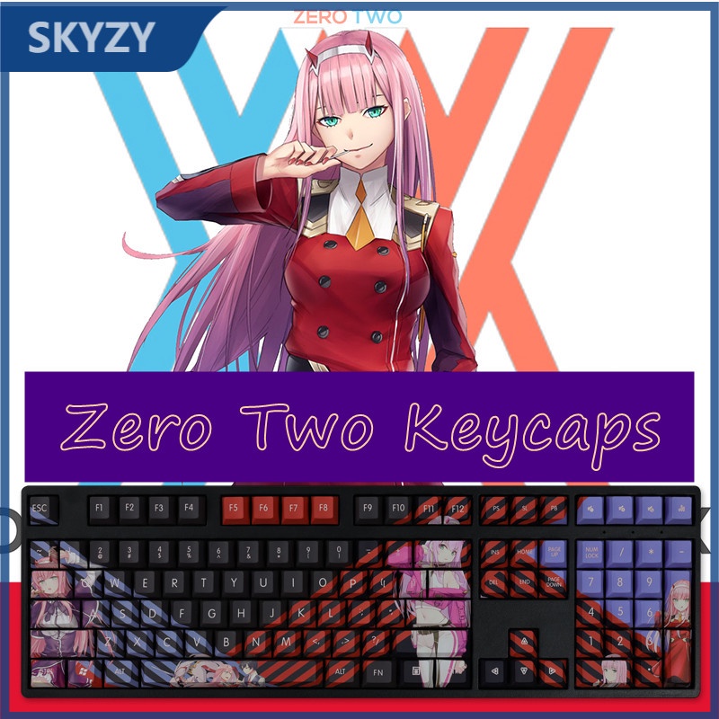 Zero Two Keycaps Cherry Profile Anime PBT Dye Sub Mechanical Keyboard ...