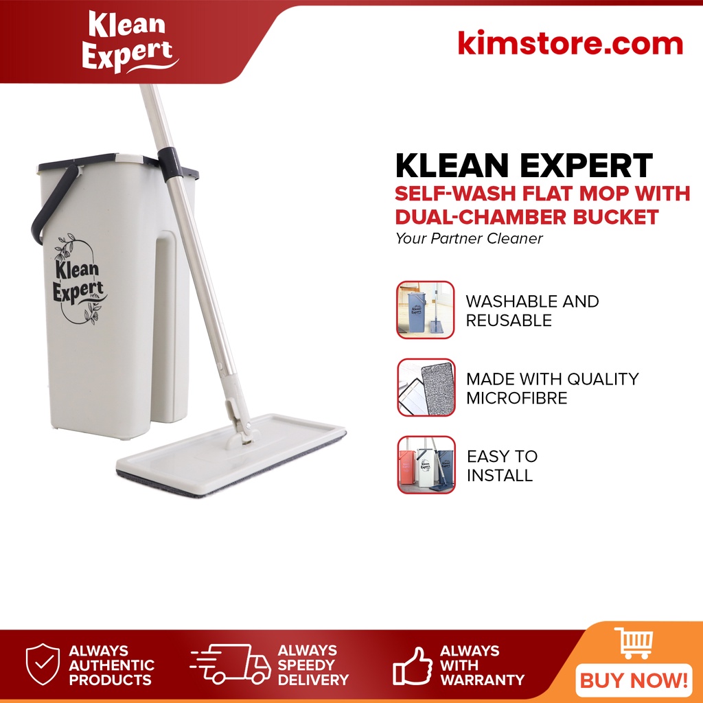 Klean Expert 360 2 in 1 Self-Wash Squeeze Dry Flat Mop Bucket, with ...