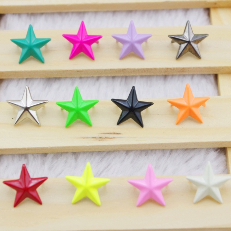 100pcs 15mm Colorful Pentagram Star Rivets For DIY Crafts Studs With ...