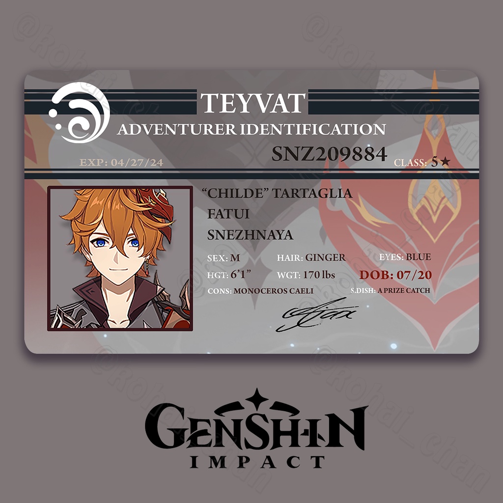 BEEP Genshin Impact Adventurer Identification ID Card Liyue Characters ...