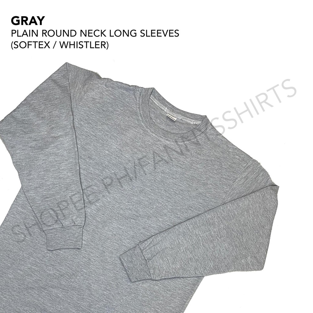 Plain Round Neck Long Sleeves | Softex Whistler | Black Gray White ...