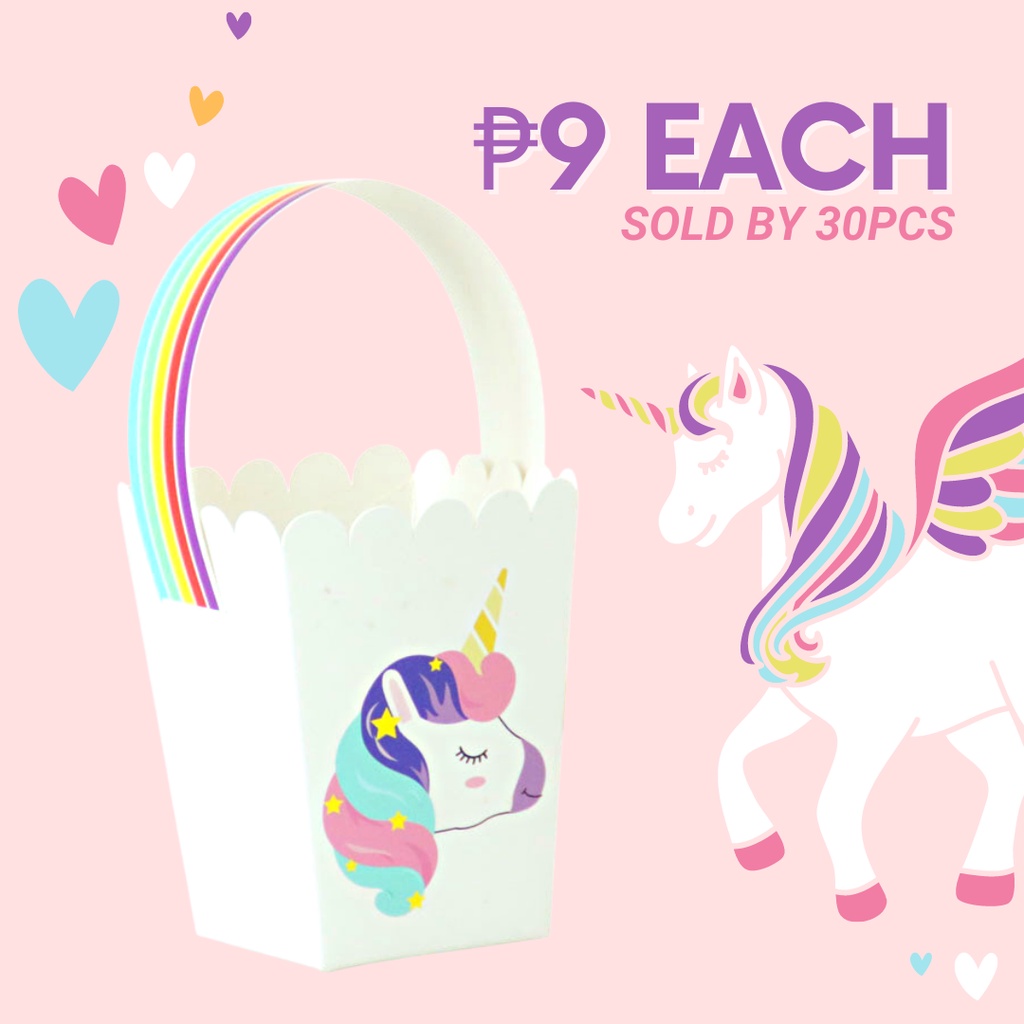 FP1417 (30PCS) Unicorn Rainbow Small Loot Bags Box Birthday Party Favor ...