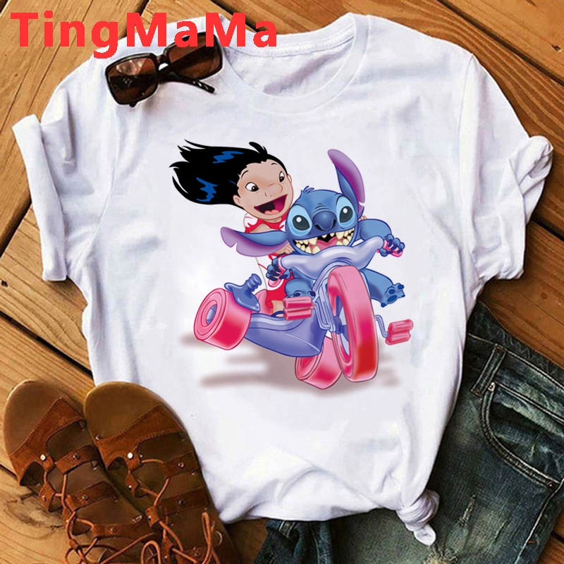 Lilo Stitch Ohana clothes t shirt female 2022 Korea tumblr harajuku ...