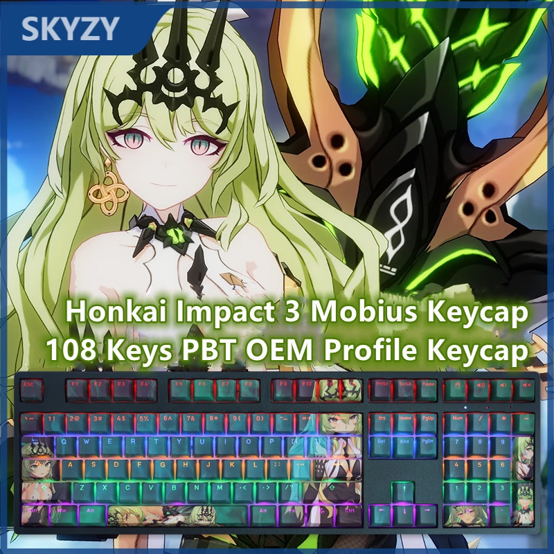 Mobius Keycap Cherry Profile Honkai Impact 3 Anime PBT DYE-SUB ...