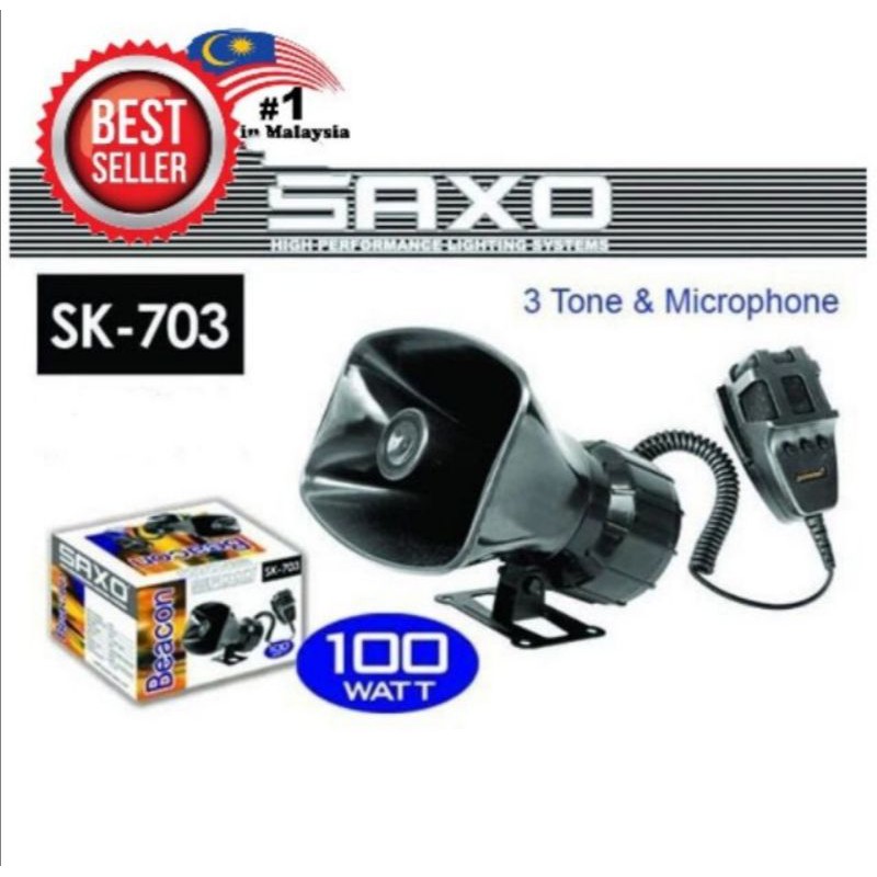 Saxo SK-703 ELECTRONIC Talking Siren HORN 100Watts / Horn Speaker | Shopee Philippines
