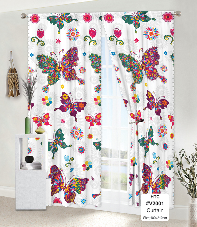 Curtain Butterfly 100cm*210cm 1PC Window Door Home Decor Cotton Kurtina ...