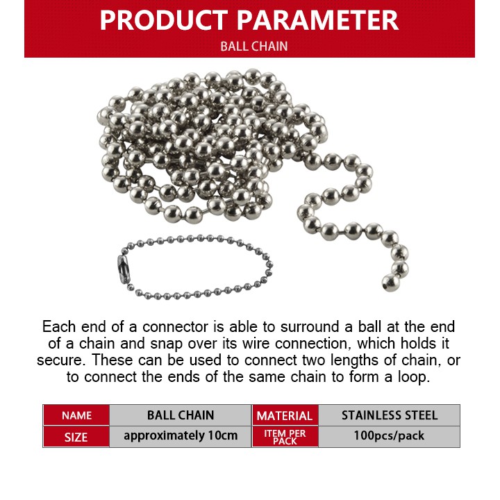No Brand Ball Chain 100pcs per pack (Can be use as keychain holder ...