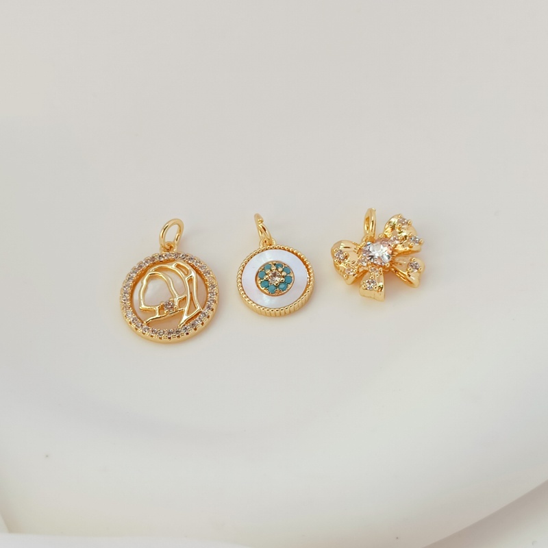 14K Copper Plated Real Gold Color Retention Inlaid Zircon Sticker White ...