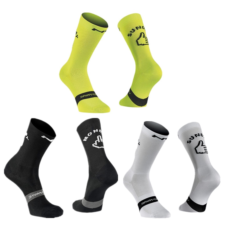 New NW Monday Sunday Funny Cycling Socks Breathable Road Bicycle Socks ...