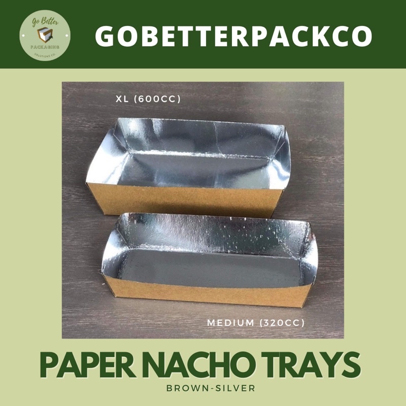 [50pcs] Paper Nacho Tray - Brown Silver | Shopee Philippines