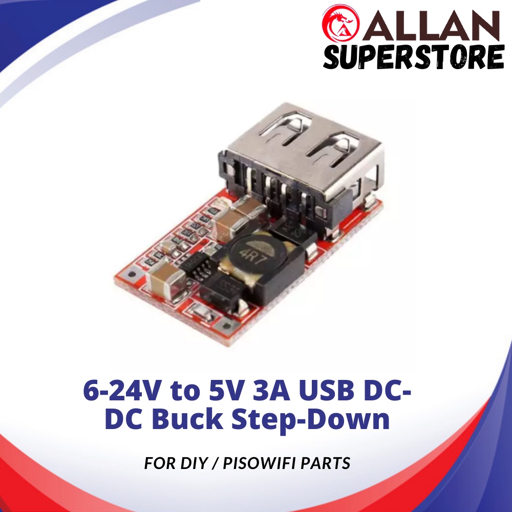 Allan Superstore 6-24v To 5v 3a Usb Dc-Dc Buck Step-Down Converter | Shopee Philippines