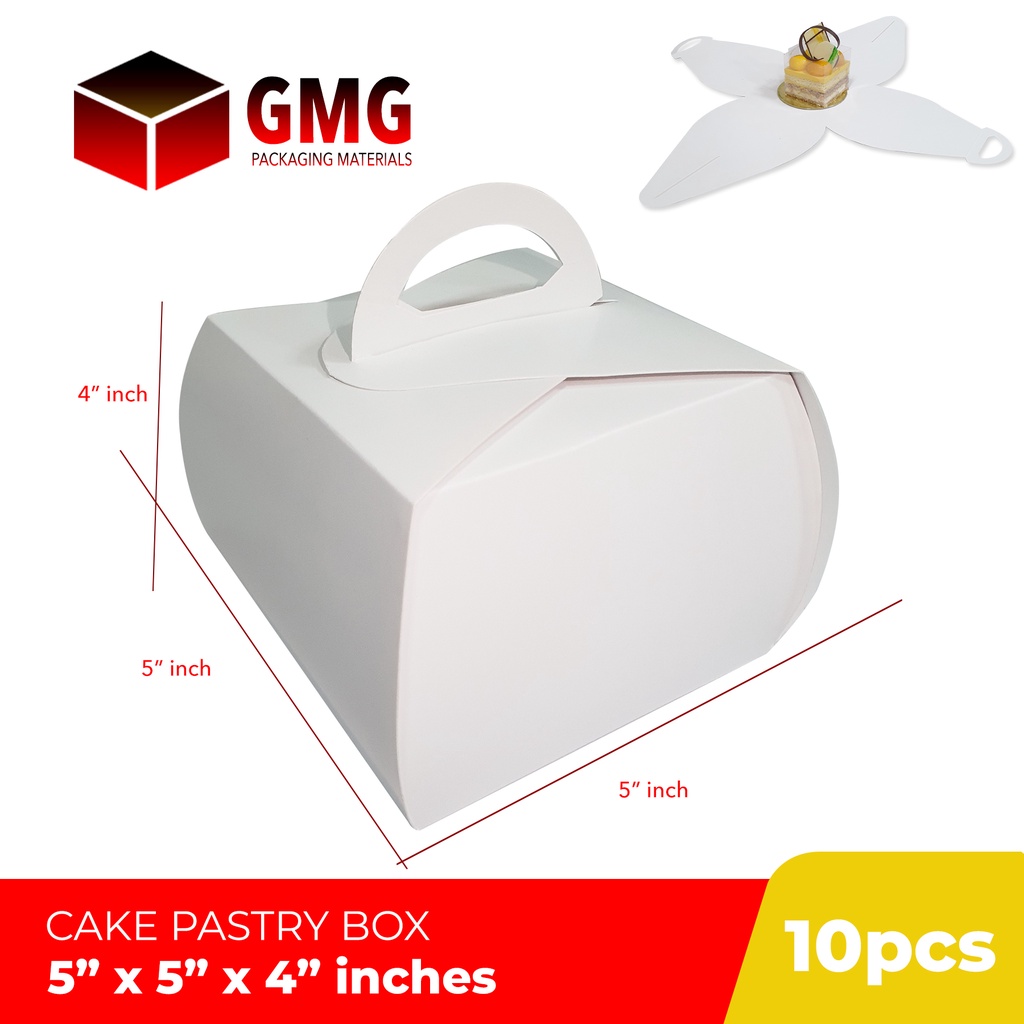 GMG Cake Pastry Box 5 x 5 x 4 inches w/handle for bento cake sliced ...