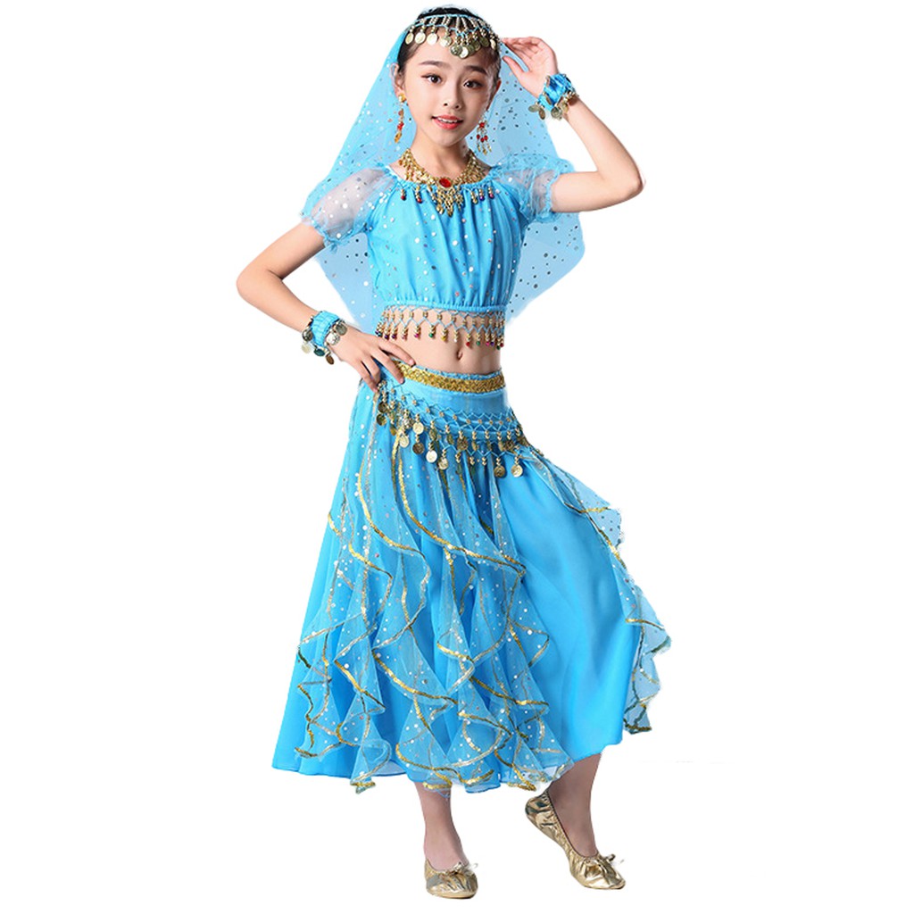 Lolanta 7 Pcs Kids Girls Belly Dance Costume Halloween Cosplay Outfit ...