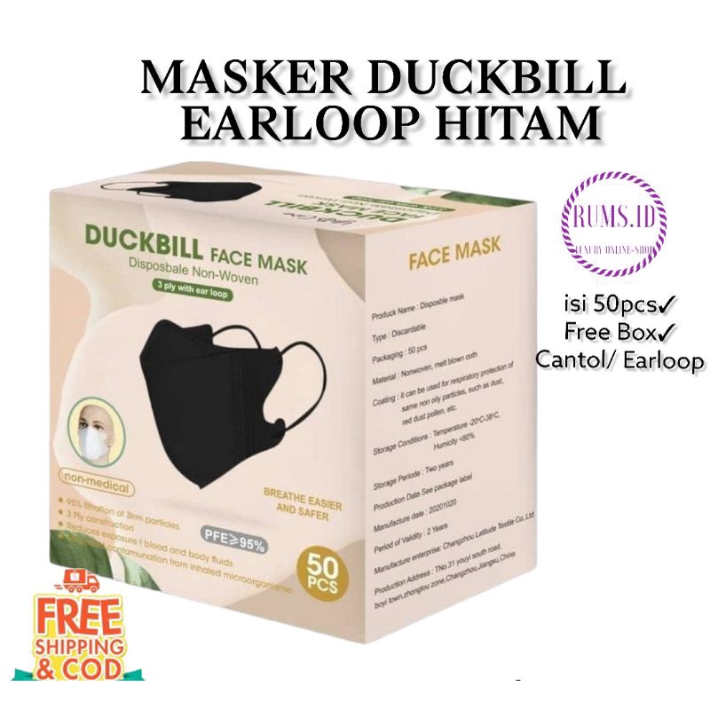 Duckbill Face Mask Black Contents 50pcs | Shopee Philippines