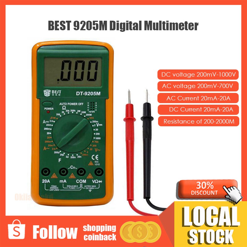 BEST 9205M LCD Digital Multimeter 2000counts Auto Range Volt Meter ...