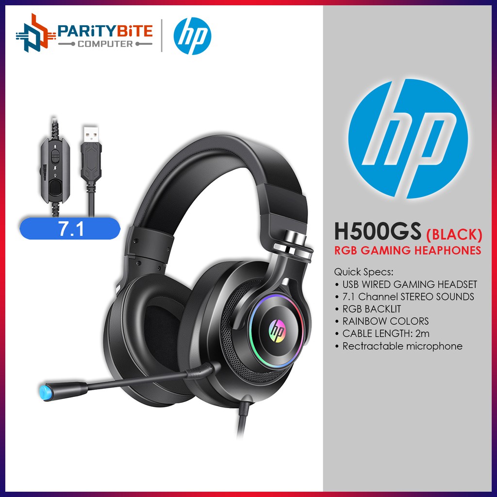 HP H500GS (Black) 7.1Ch Gaming Headsets Stereo Gamer Headphone With Mic ...