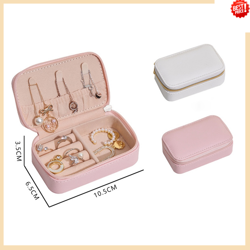 Mini Jewelry Organizer Display Case PU Leather Jewelry Storage Box Portable Necklace Earrings ...