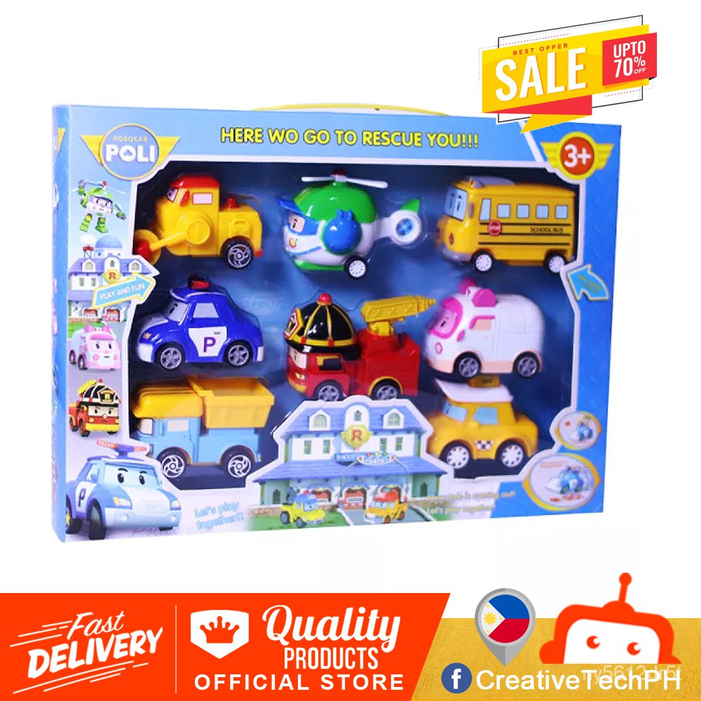 Robo Car Poli Toys Set 8pcs (Pullback) | Shopee Philippines