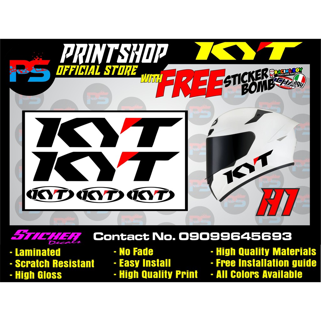 KYT Cut-out Vinyl Sticker For Helmet Stylized durable and easy to ...