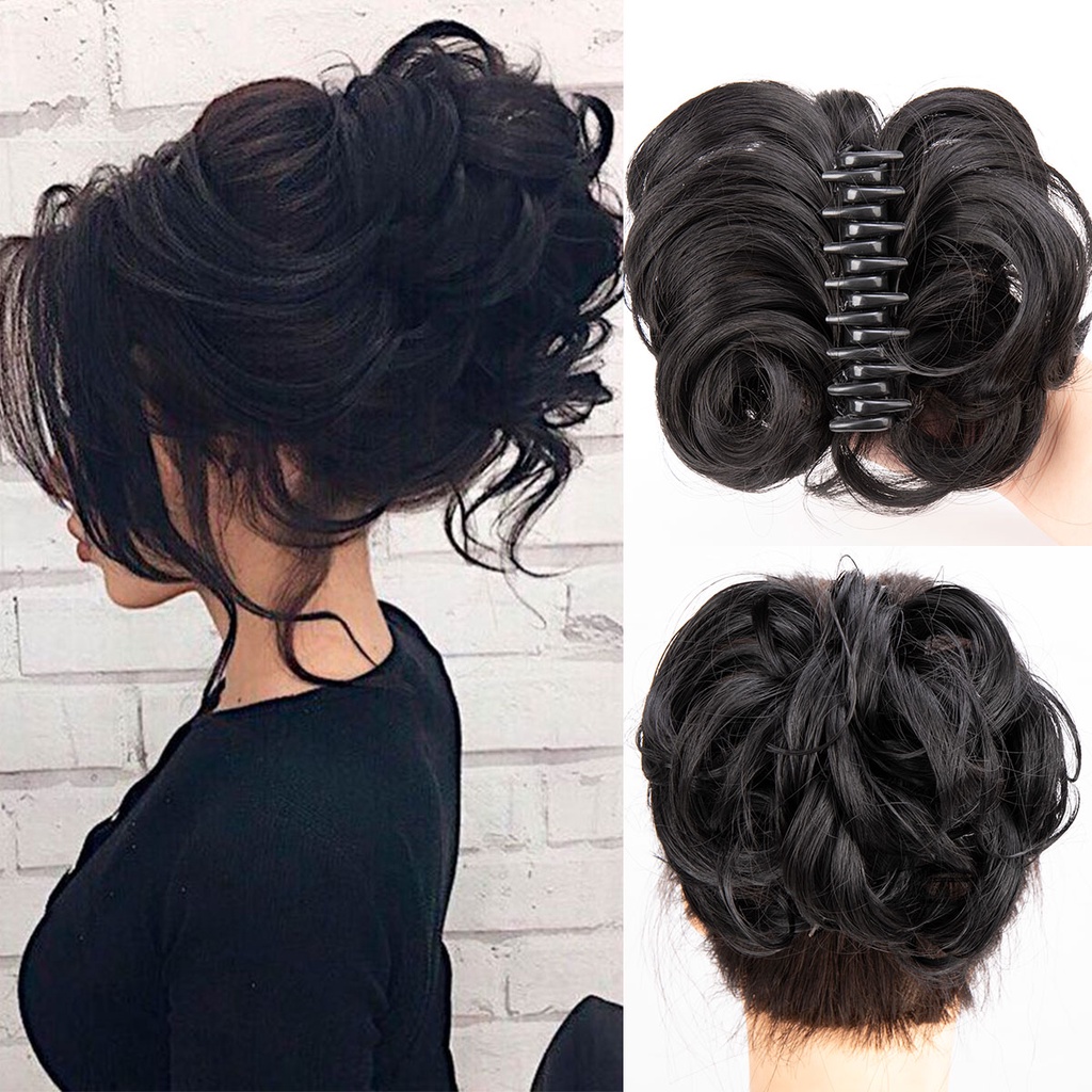 Messy Curly Chignons Short Synthetic Hair Extension Chignon Donut ...