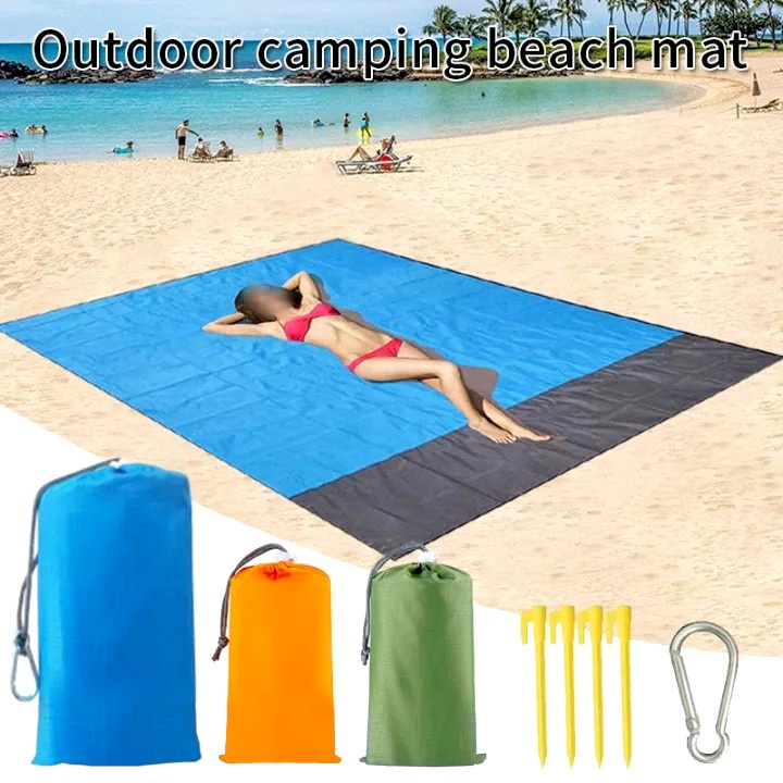 Polyester Picnic Blanket Pocket Mat Waterproof Plaid Outdoor Beach ...