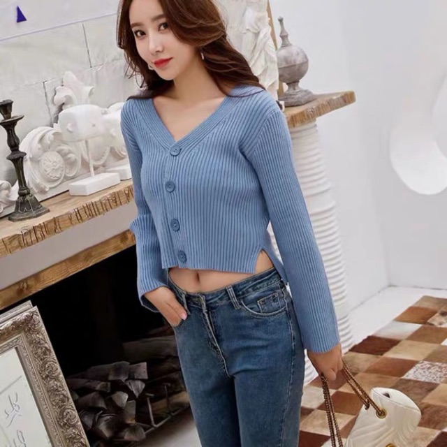 VFS New Slim V-neck 4 bottoming women's knit cardigan chic long-sleeved ...