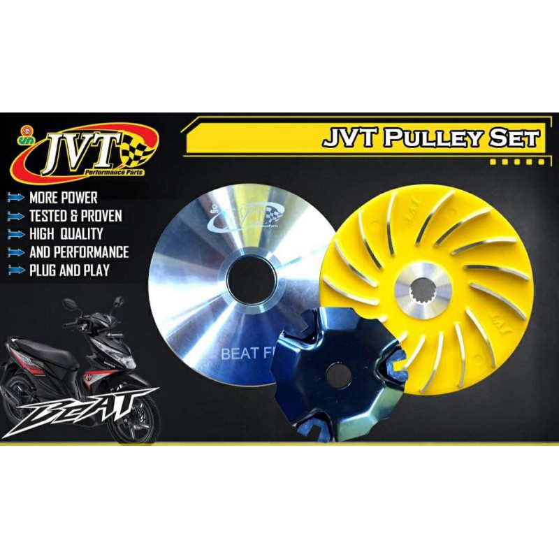 JVT RACING PULLEY SET FOR SCOOTERS MIO/MIO M3/(NMAX/AEROX V1 & V2)/BEAT/(PCX/ADV/CLICK 125/150 ...