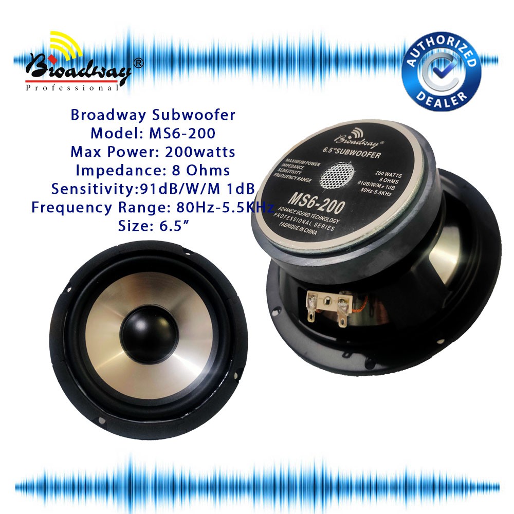 200w 6.5 inch Subwoofer Broadway MS6-200 200watts d6.5 | Shopee Philippines