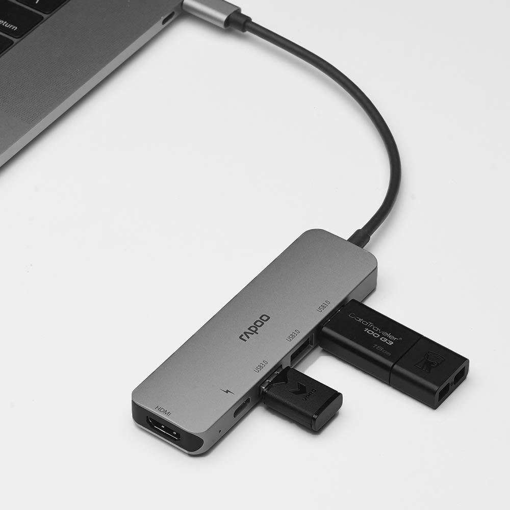 Rapoo USB C Hub 5 In 1 4K HDMI Type C Hub Adapter With USB 3.0 100W PD ...