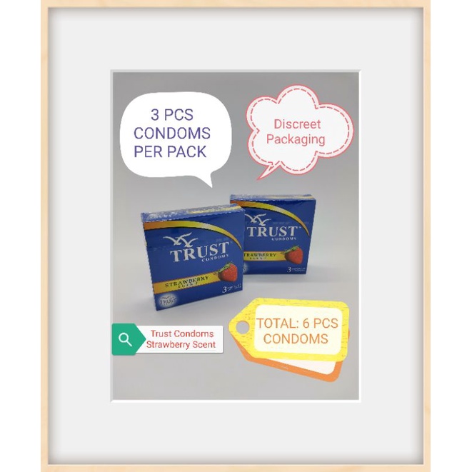 TRUST CONDOMS STRAWBERRY 2 PACKS (by 3s)( DISCREET PACKAGING) | Shopee ...