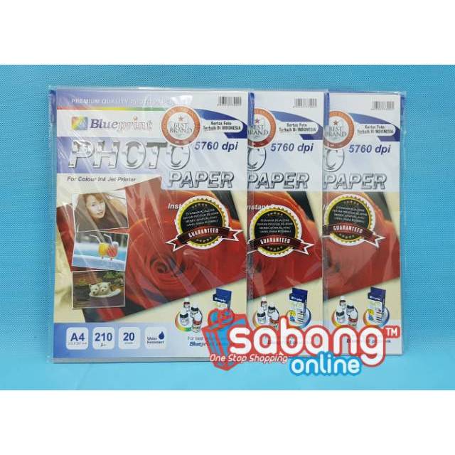 BLUEPRINT PHOTO PAPER 210GSM GLOSSY A4 / PHOTO PAPER 210 | Shopee ...