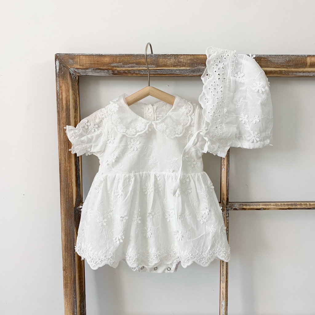 Baby Newborn Girls Summer Short Sleeve Lace Tutu Romper Dress + Hat ...