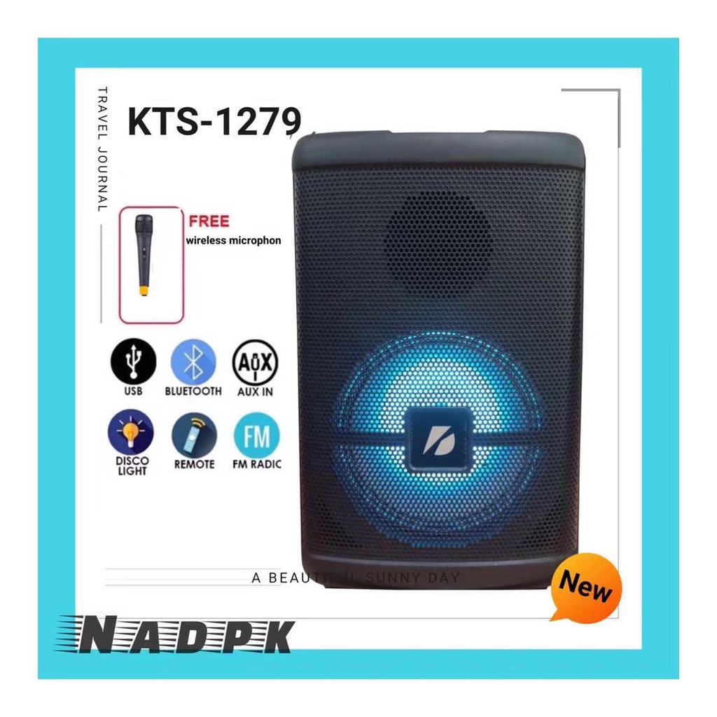 KTS-1279 8 inches Portable Wireless Bluetooth Speaker with Free ...