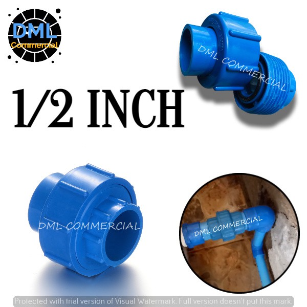 (DML-3712) 1 PC Blue PVC Union Patente Water Pipeline Fittings (1/2, 3/ ...
