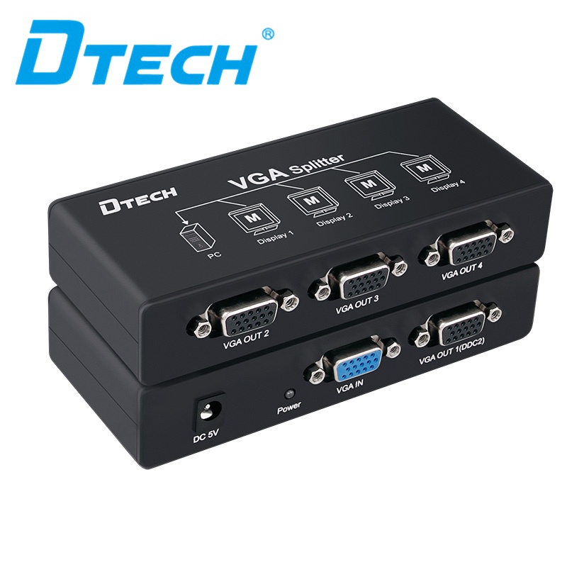 VGA Splitter 1 In 4 Out Desktop Notebook Connector Display Projector ...