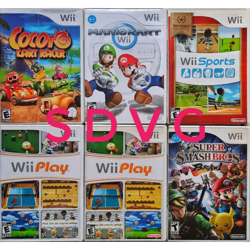 Wii Games: Wii Play•Wii Sports•Mario Kart Wii•Super Smash Bros Brawl ...