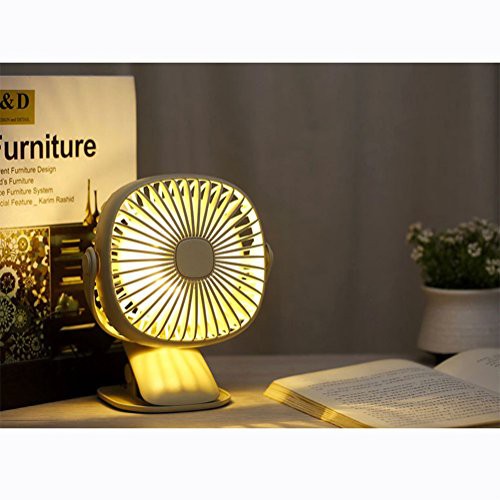 2908 USB Desk Fan 4 Inch with Light Quiet Small Table Fan with Powerful ...