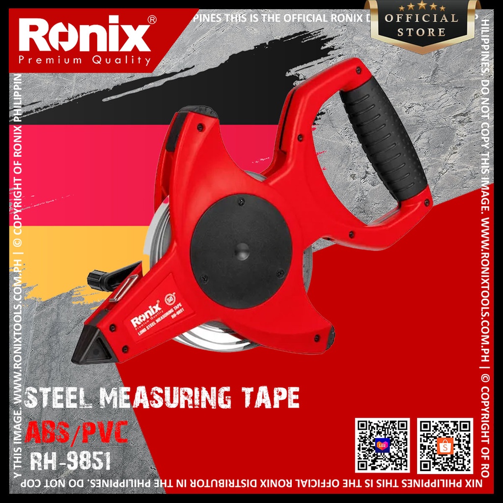 Ronix RH-9851 50M Tape Measure Fiber Glass High Quality Heavy Duty ...